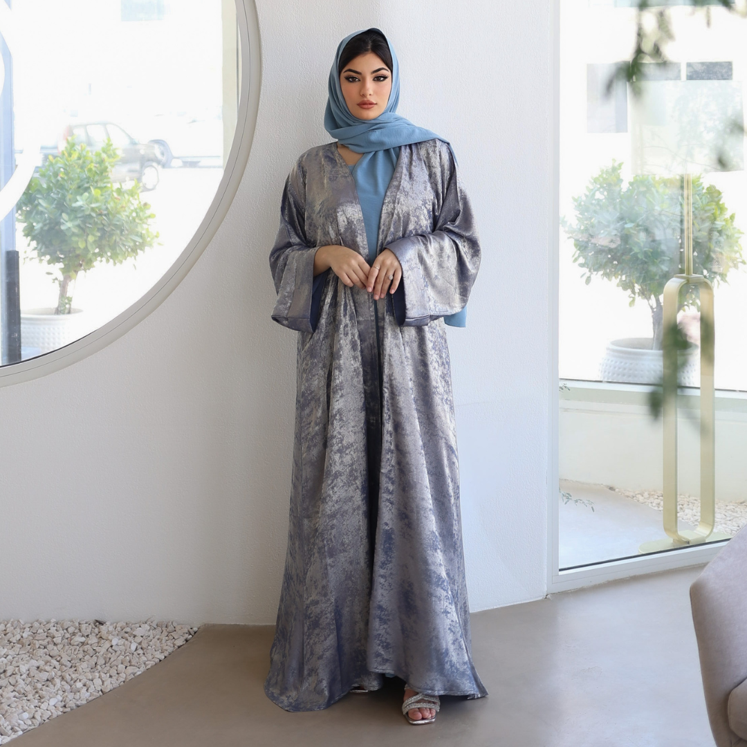 Noor Al Shams Luxe Satin Abaya - Grey