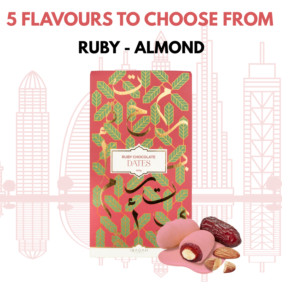 Ruby Chocolate Coated Almond Dates, For Ramadan, Eid Mubara, Present, Gift